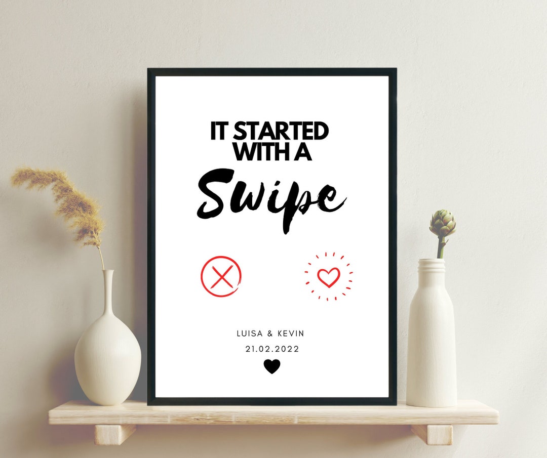 It Started with a Swipe Poster personalisiert mit Namen und Datum, Bild ...