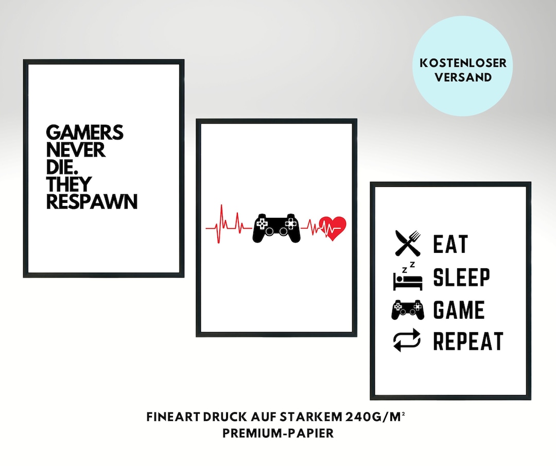 Gamer Poster Set of 3, A3, A4, Gaming Room, Gamer Room, Gamer Room ...