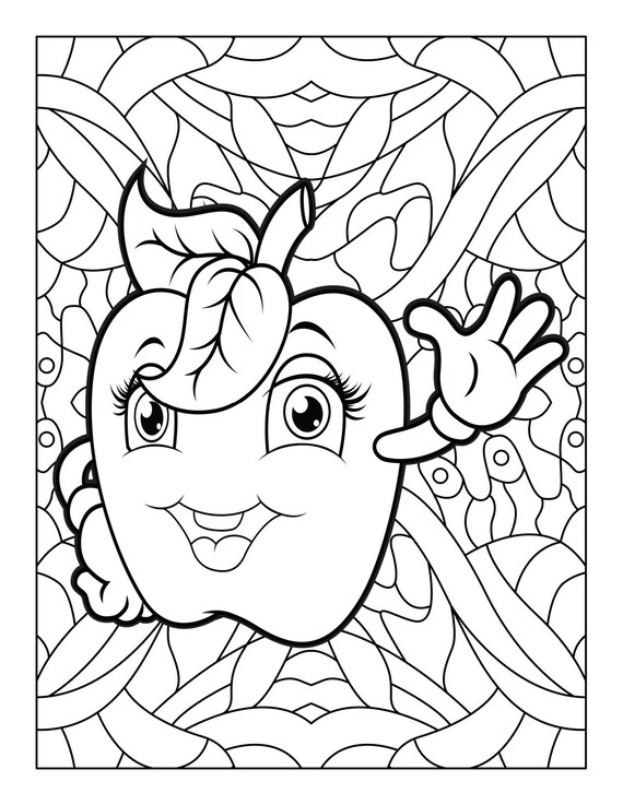 Cute fruit colouring pages | Etsy