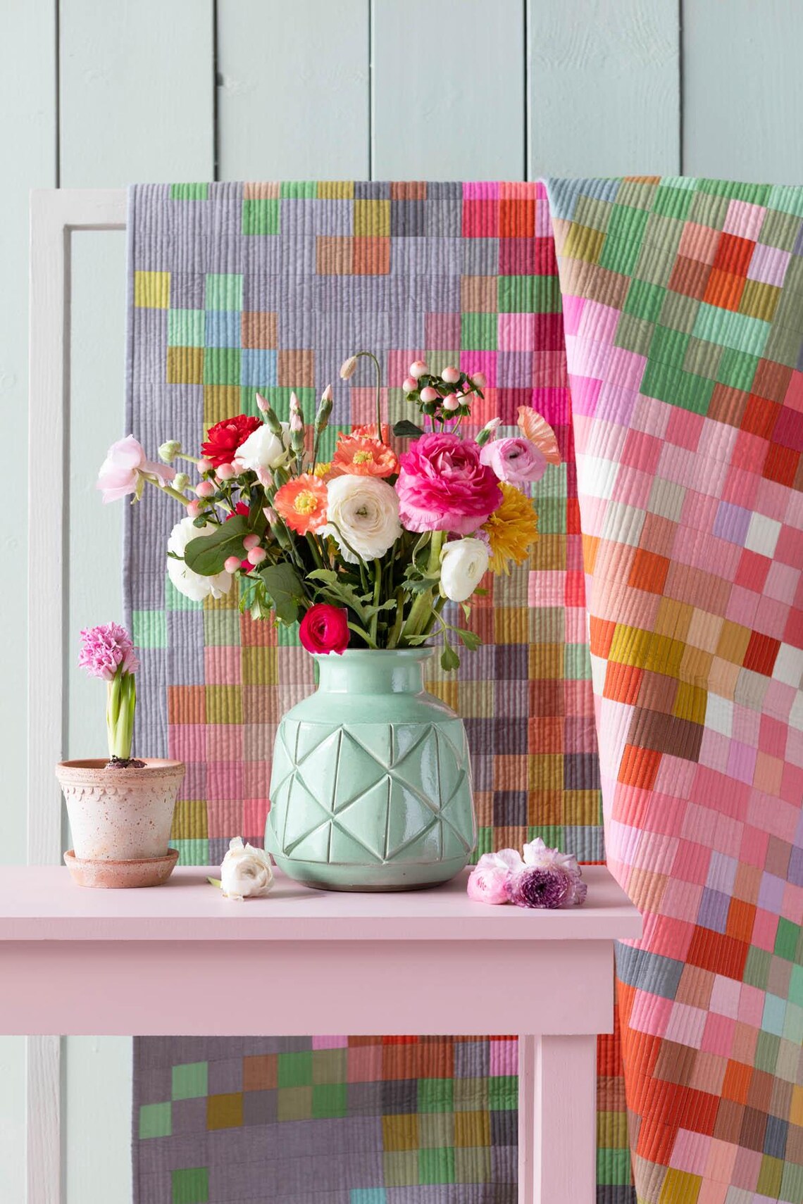 Tilda Flower Bouquet Embroidery Quilt Kit 63 1/2" X 81 1/2" Made Using ...