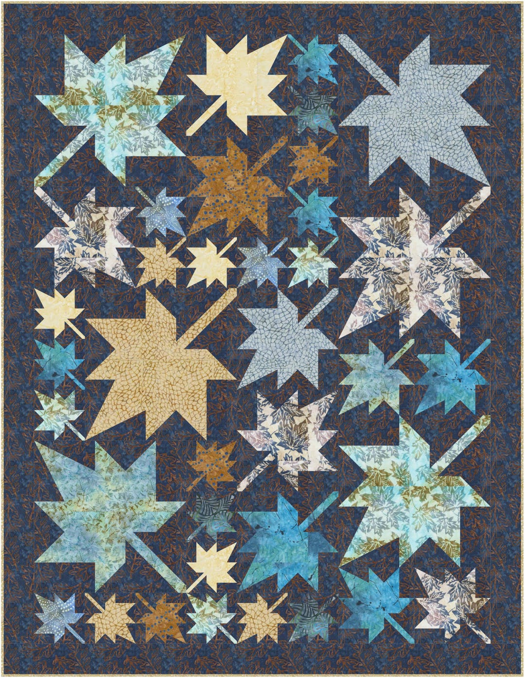 Autumn Leaves Quilt Kit PIECED NOT APPLIQUE Blue Ridge Batiks by Moda ...
