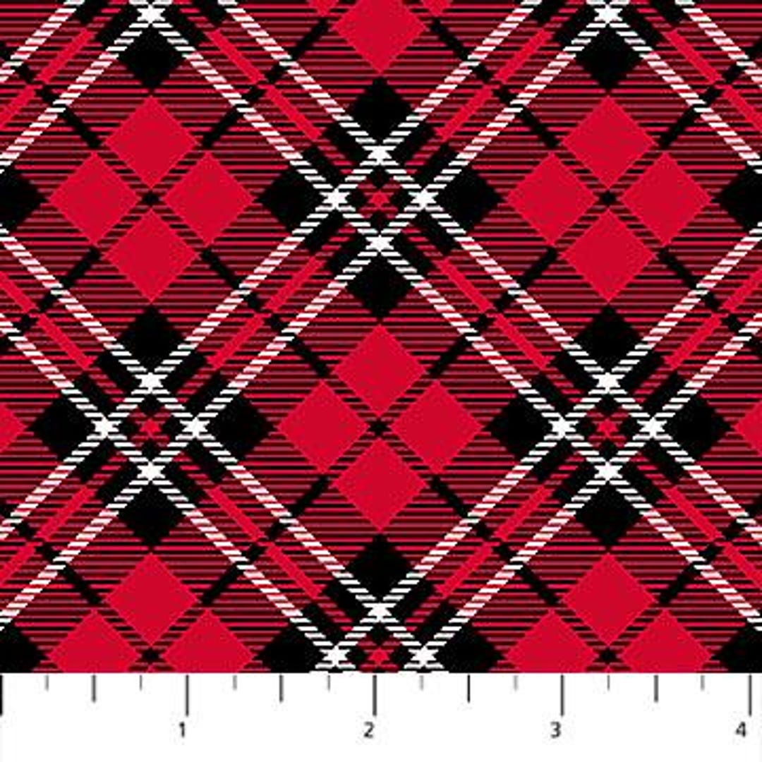 Cardinal Christmas Diagonal Plaid by Northcott 25484-24 - Etsy