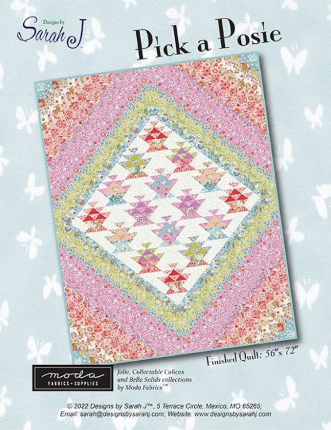 Pick a Posie Quilt Kit Featuring Jolie by Chez Moi for Moda 56” X 72 ...