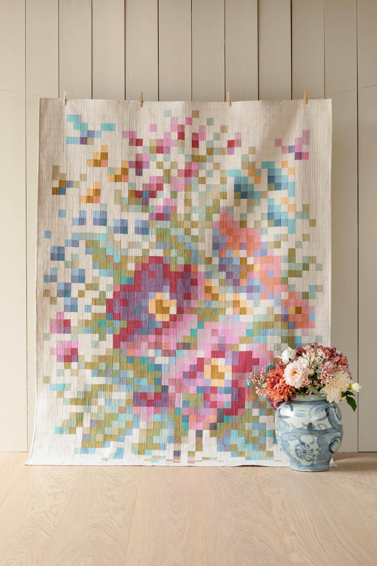 Tilda Flower Branch Embroidery Quilt Kit 63 1/2" X 81 1/2" Made Using ...