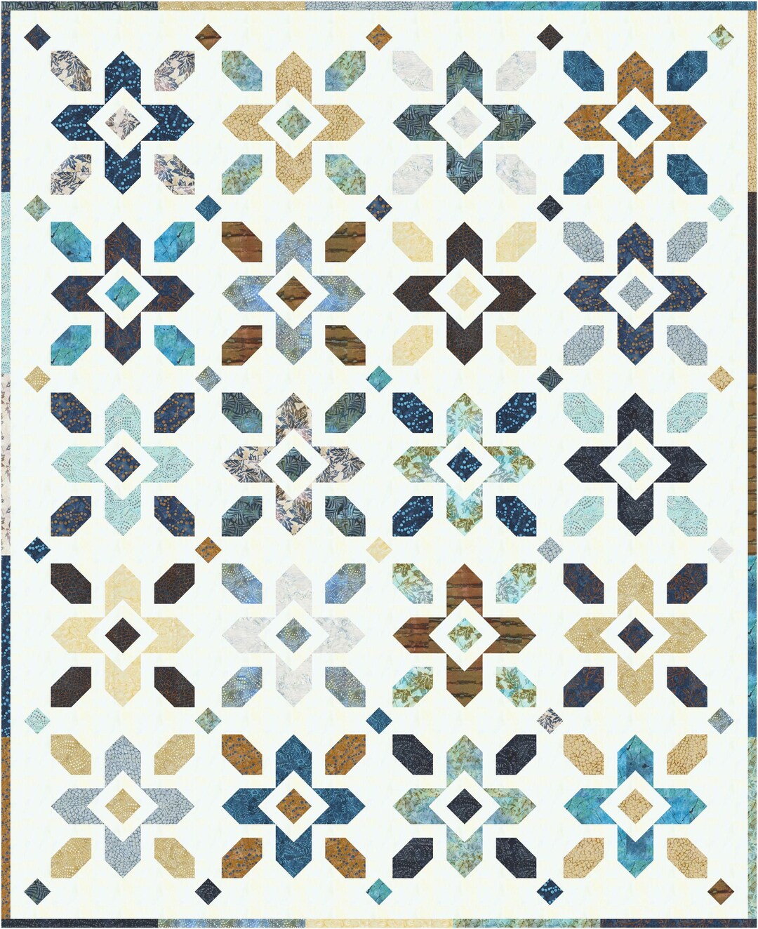 Crossing Paths Quilt Kit Using Blue Ridge Batiks by Moda 82" X 101 ...