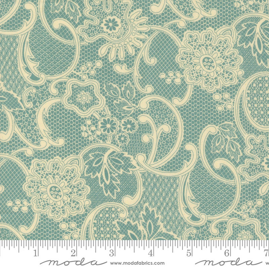 Lydia's Lace Reproduction Lace Blender Aqua by Betsy Chutchian for Moda ...