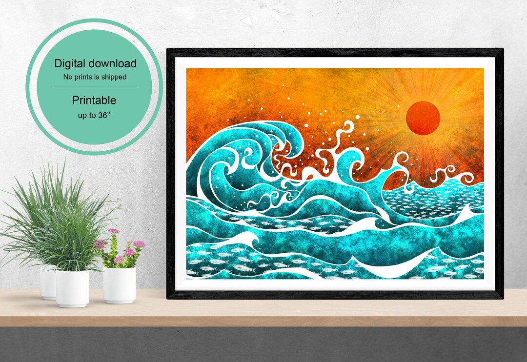 Hot Sunset Digital Download Printable Art Decor Wall Poster - Etsy