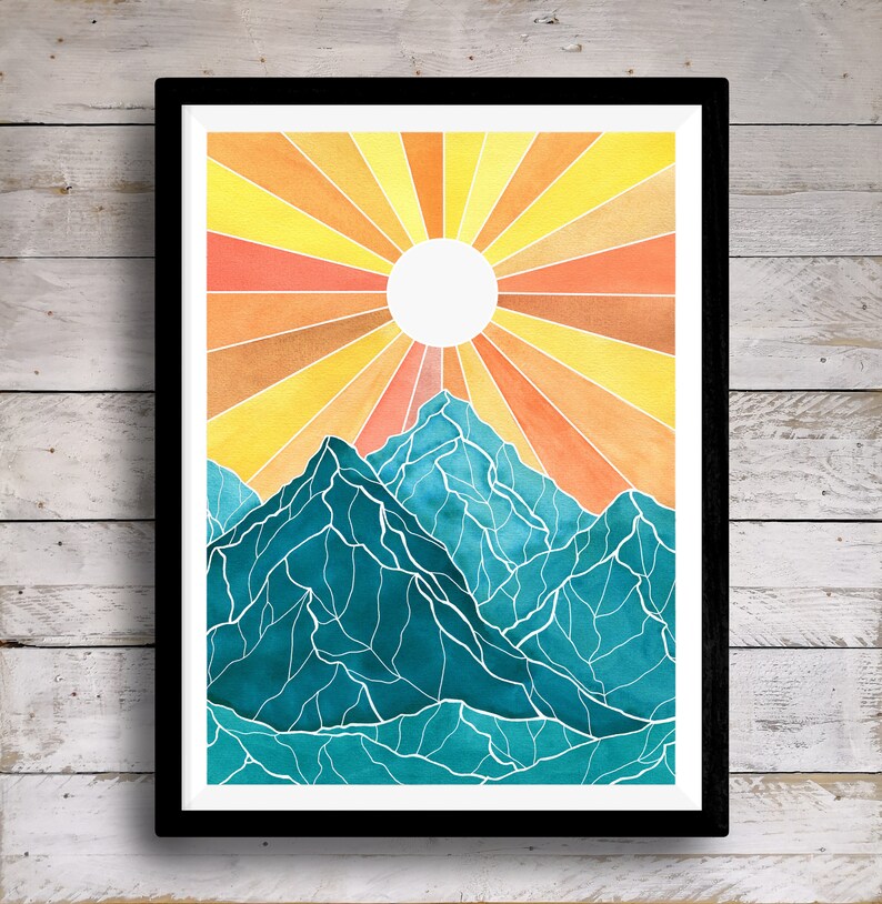 Sunrise Over Mountains Digital Download Printable Art Decor Wall Poster ...
