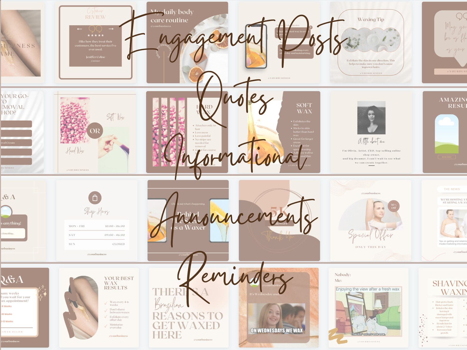 Waxing Instagram Template Wax Business Wax Instagram Posts - Etsy
