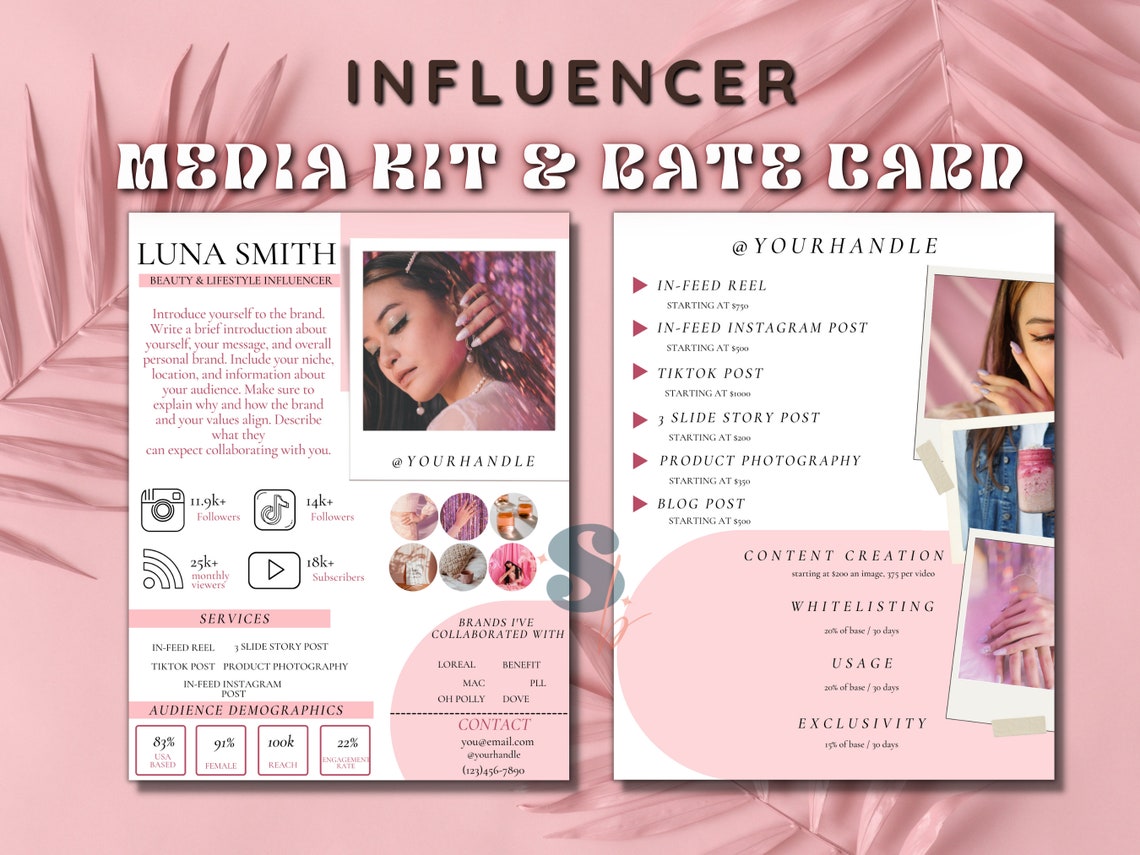 Media Kit Template Canva Social Media Kitmedia Kit Influencer Rate Card ...