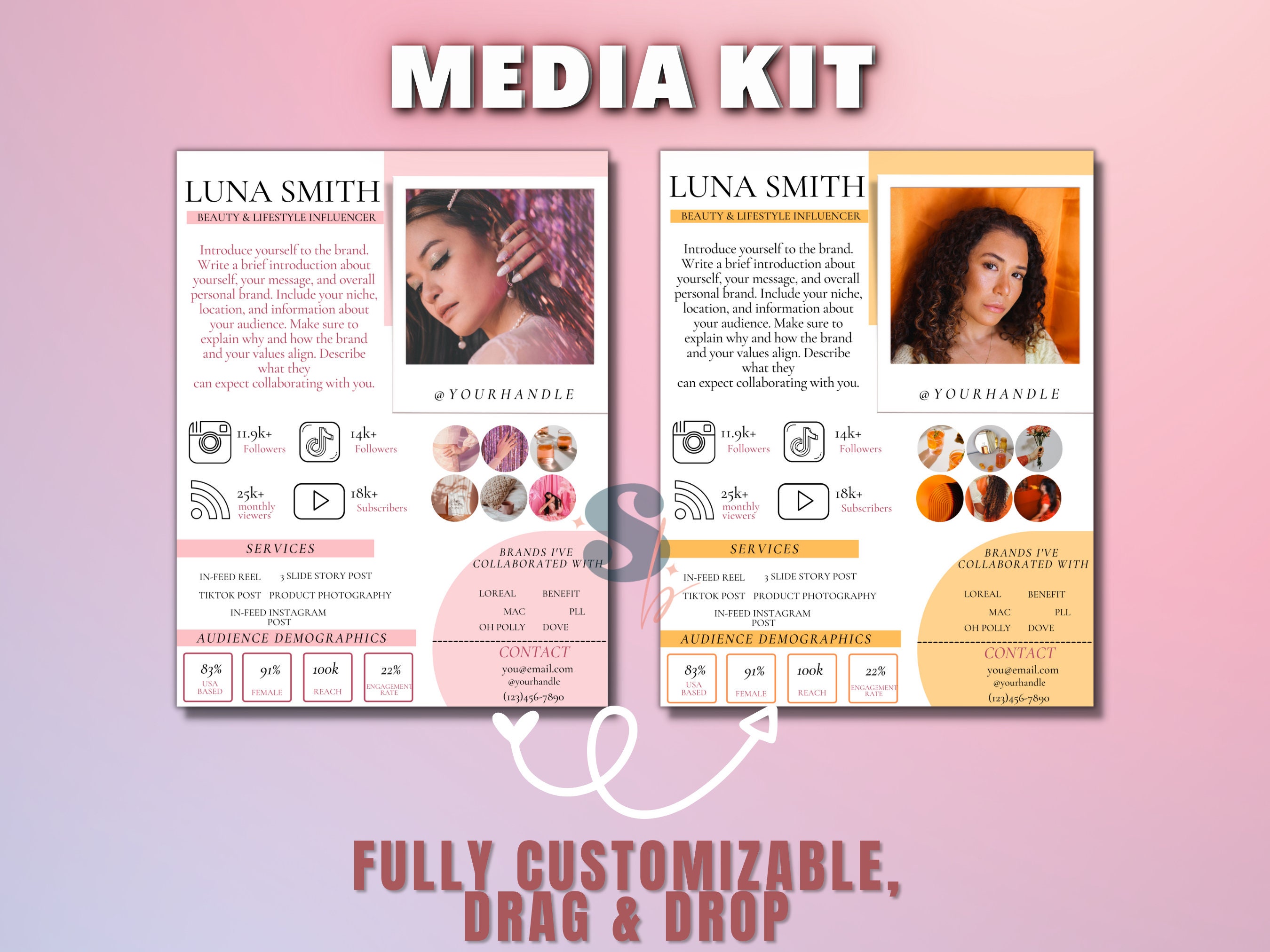 1 Page Media Kit Template Influencer Media Kit Media Kit Canva ...