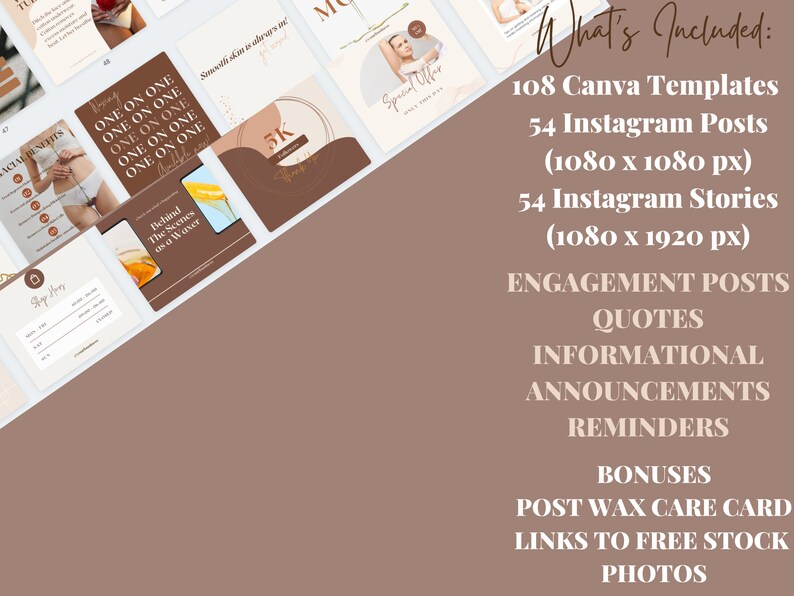 Waxing Instagram Template Wax Business Wax Instagram Posts - Etsy