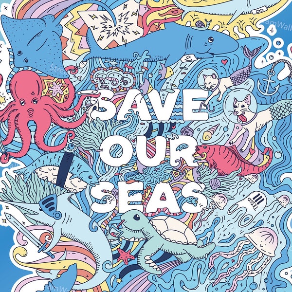Save the Ocean Poster - Etsy UK