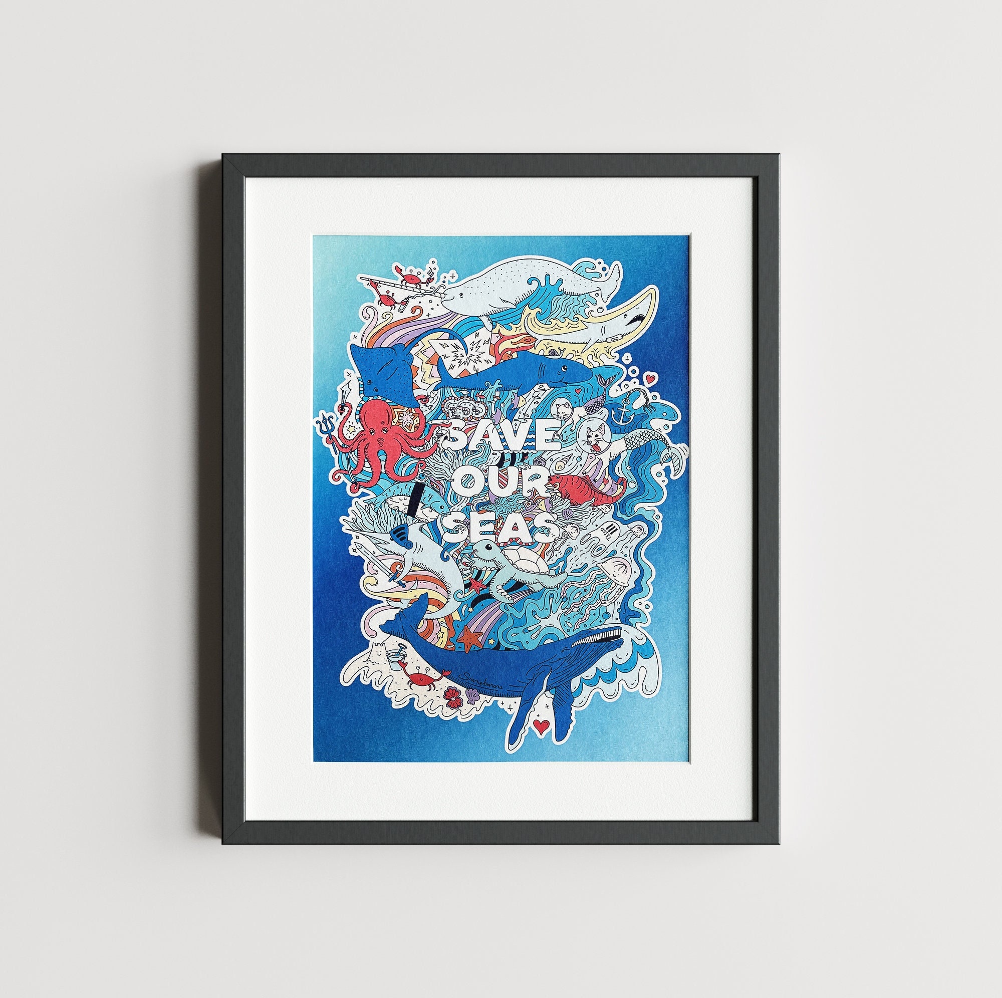 Save Our Seas Art Print Poster - A3 on Recycled Stock - Etsy