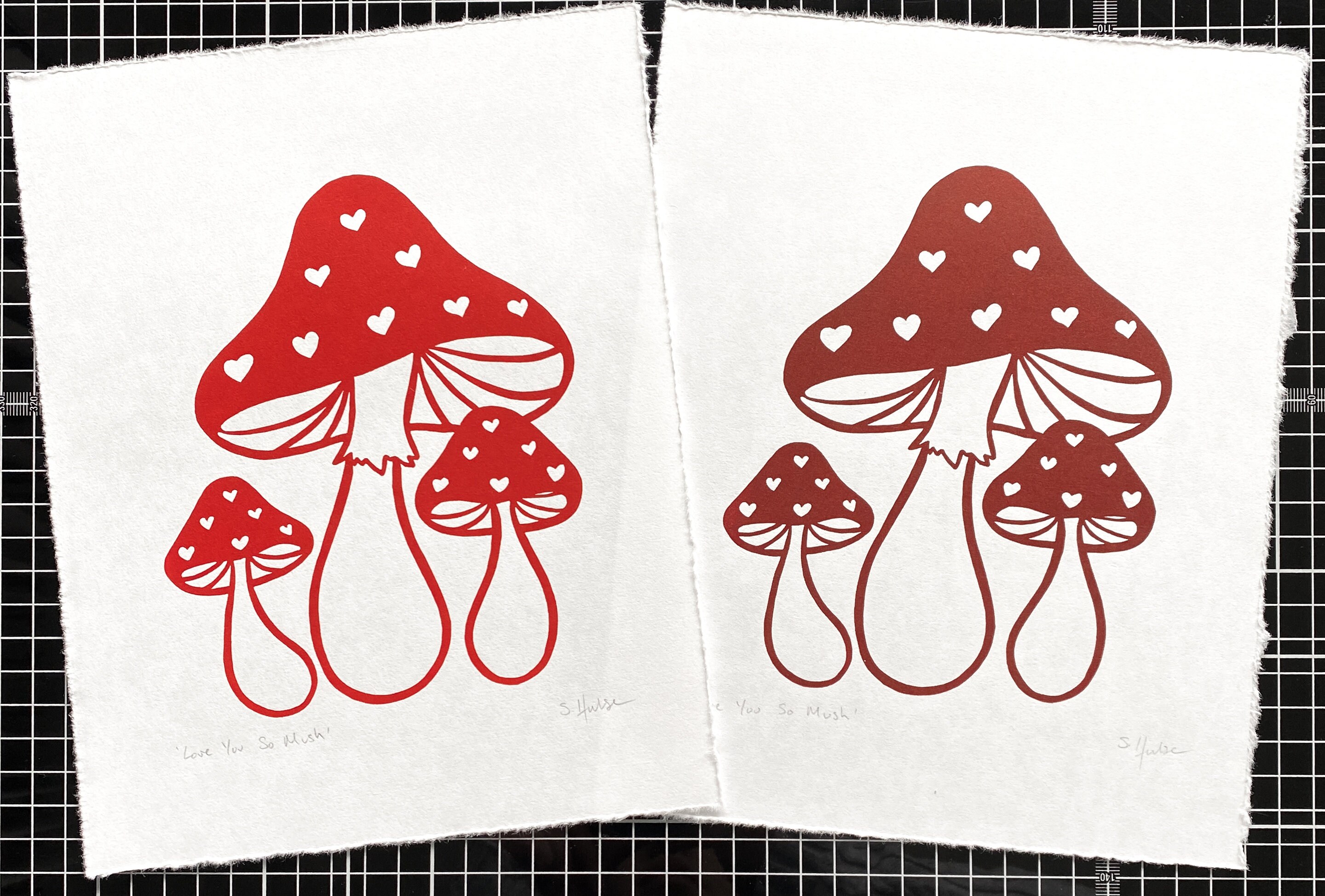 Love You so Mush Handmade Open Edition Lino Print. - Etsy