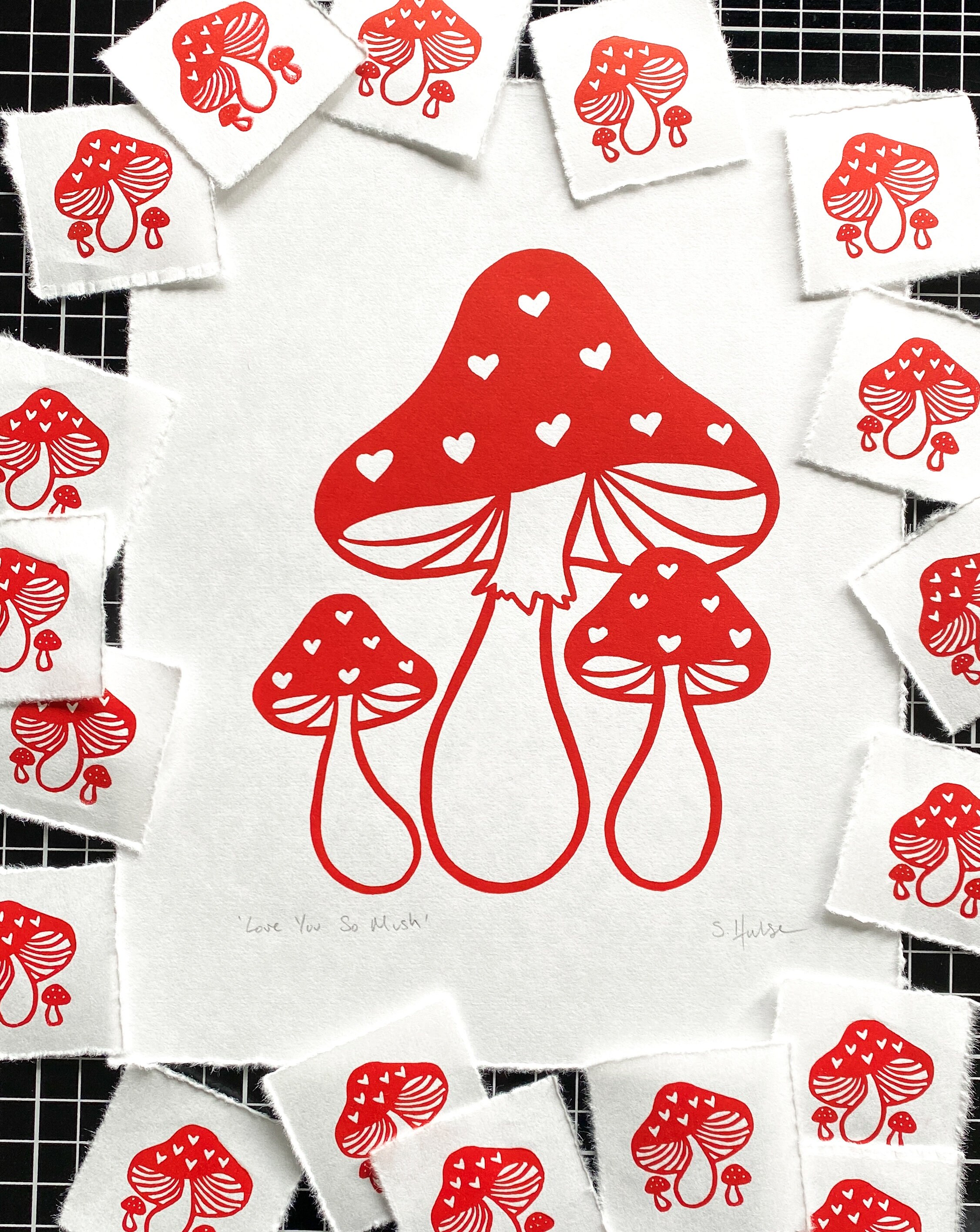 Love You so Mush Handmade Open Edition Lino Print. - Etsy