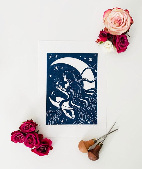 Lucy in the Sky Handmade Limited Edition Lino Print - Etsy