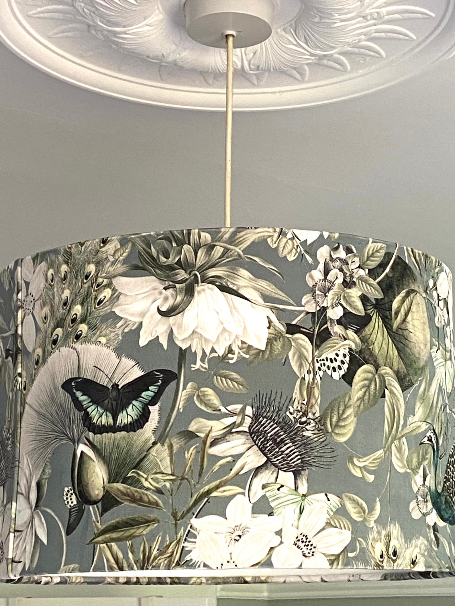Peacock Pattern Lampshade Grey Lampshade Handmade Lampshade - Etsy