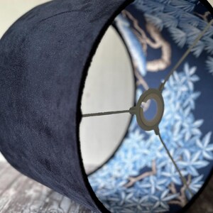 Handmade Double Sided Lampshade, Navy Blue Forest Foliage Pattern ...