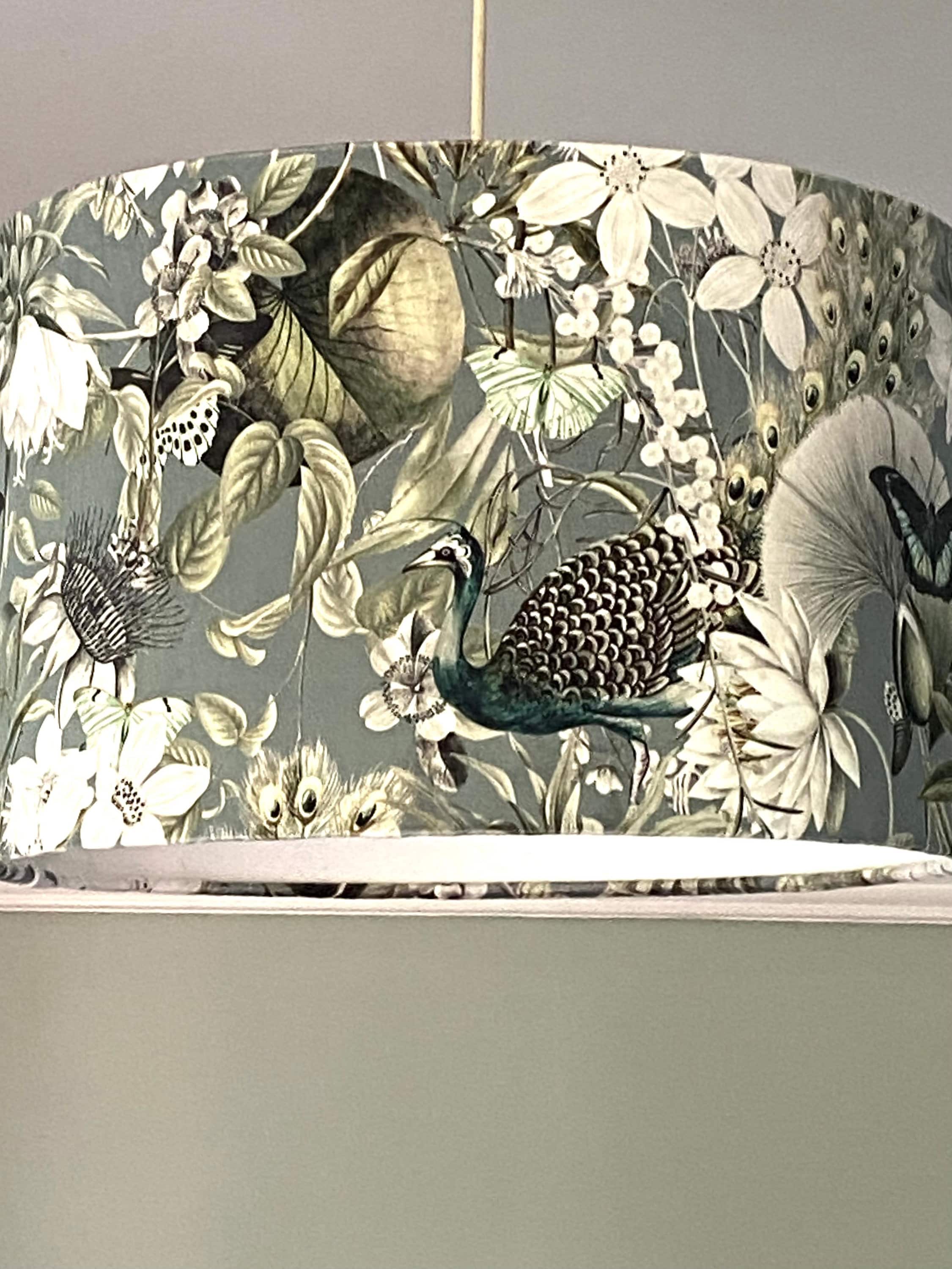 Peacock Pattern Lampshade Grey Lampshade Handmade Lampshade - Etsy