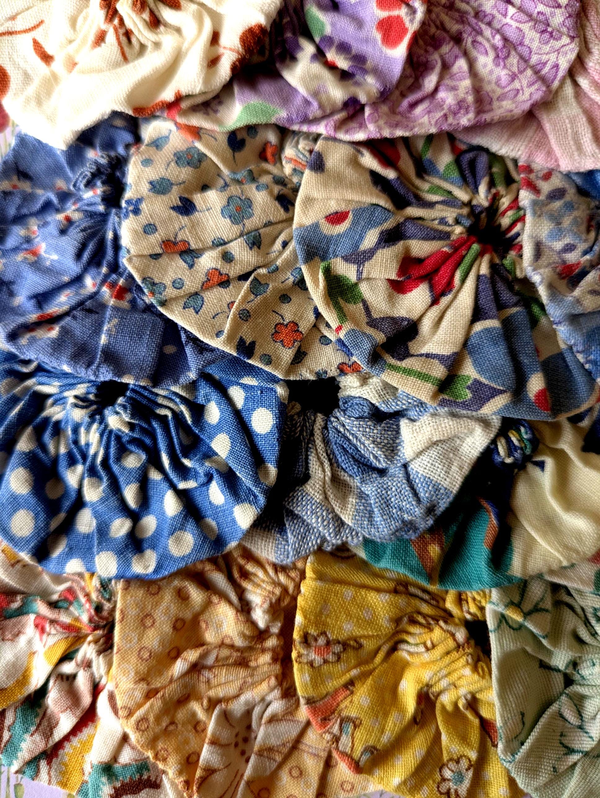 20 Vintage 1930s 1940s Mixed American Suffolk Puffs Fabric Yoyos ...