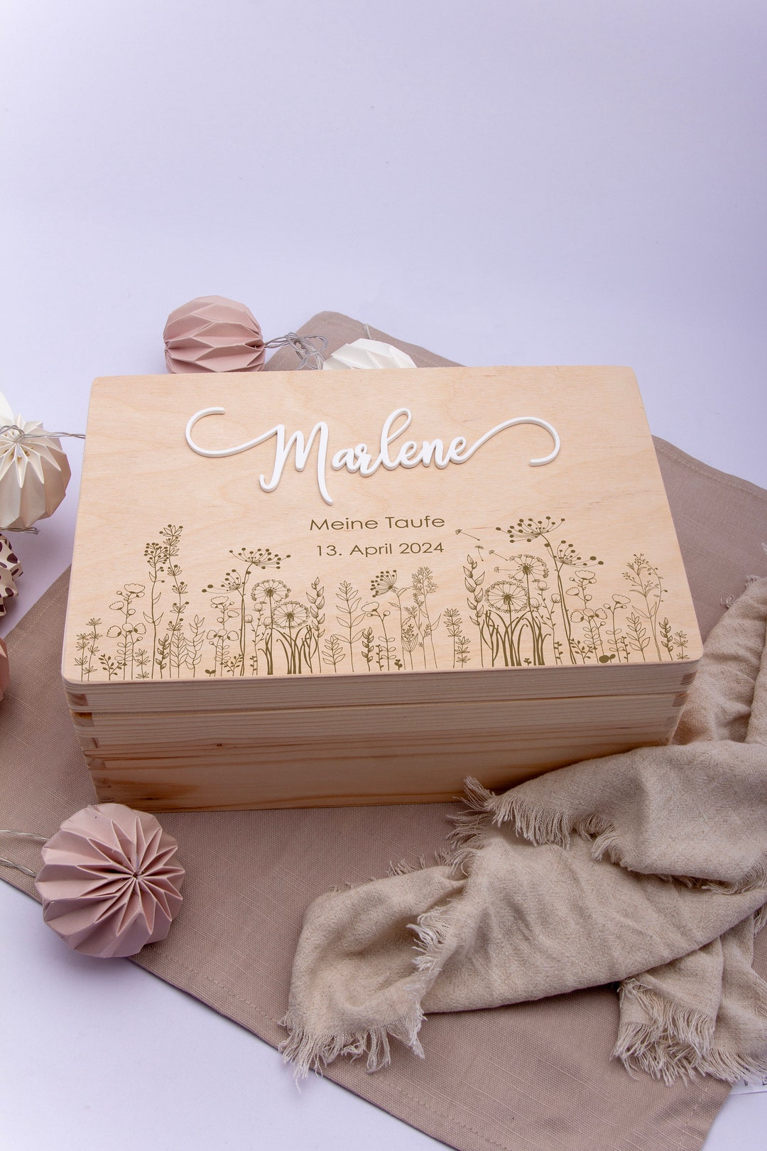 Memory Box for Baptism/memory Box Baptism/memory Box With Flower Motif ...