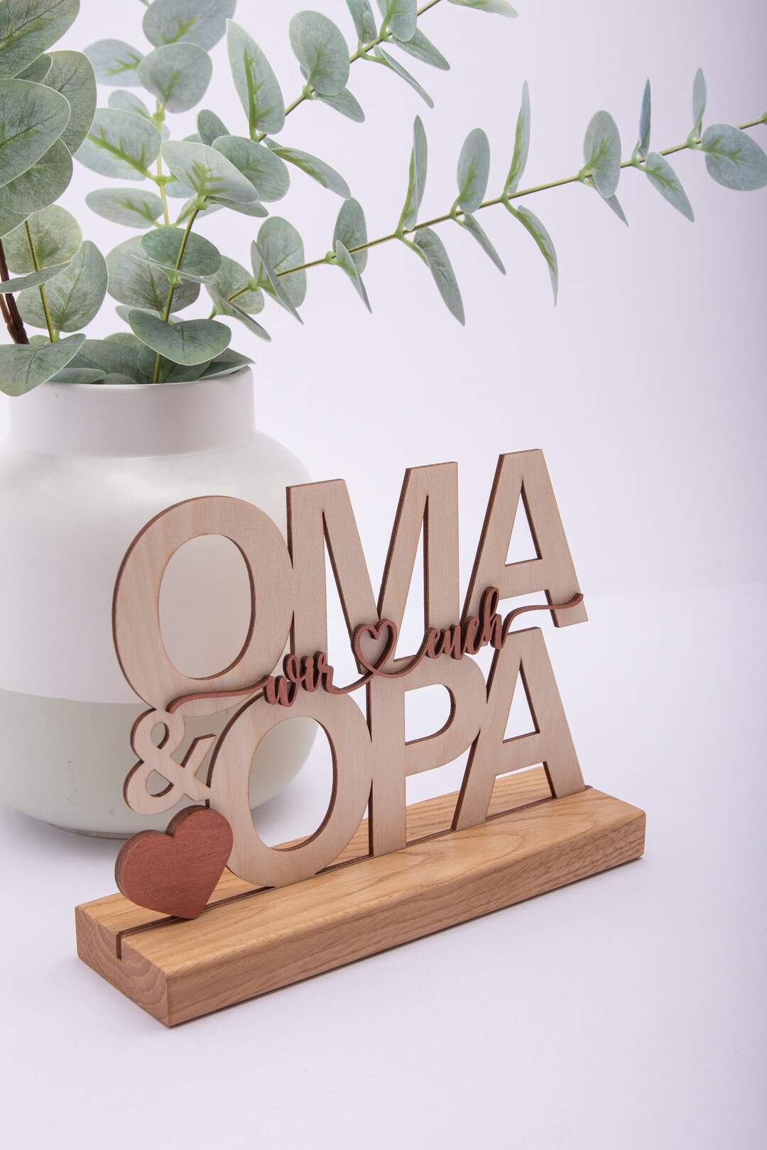 Grandma & Grandpa Stand With Oak Base / Best Grandparents / Gift for ...