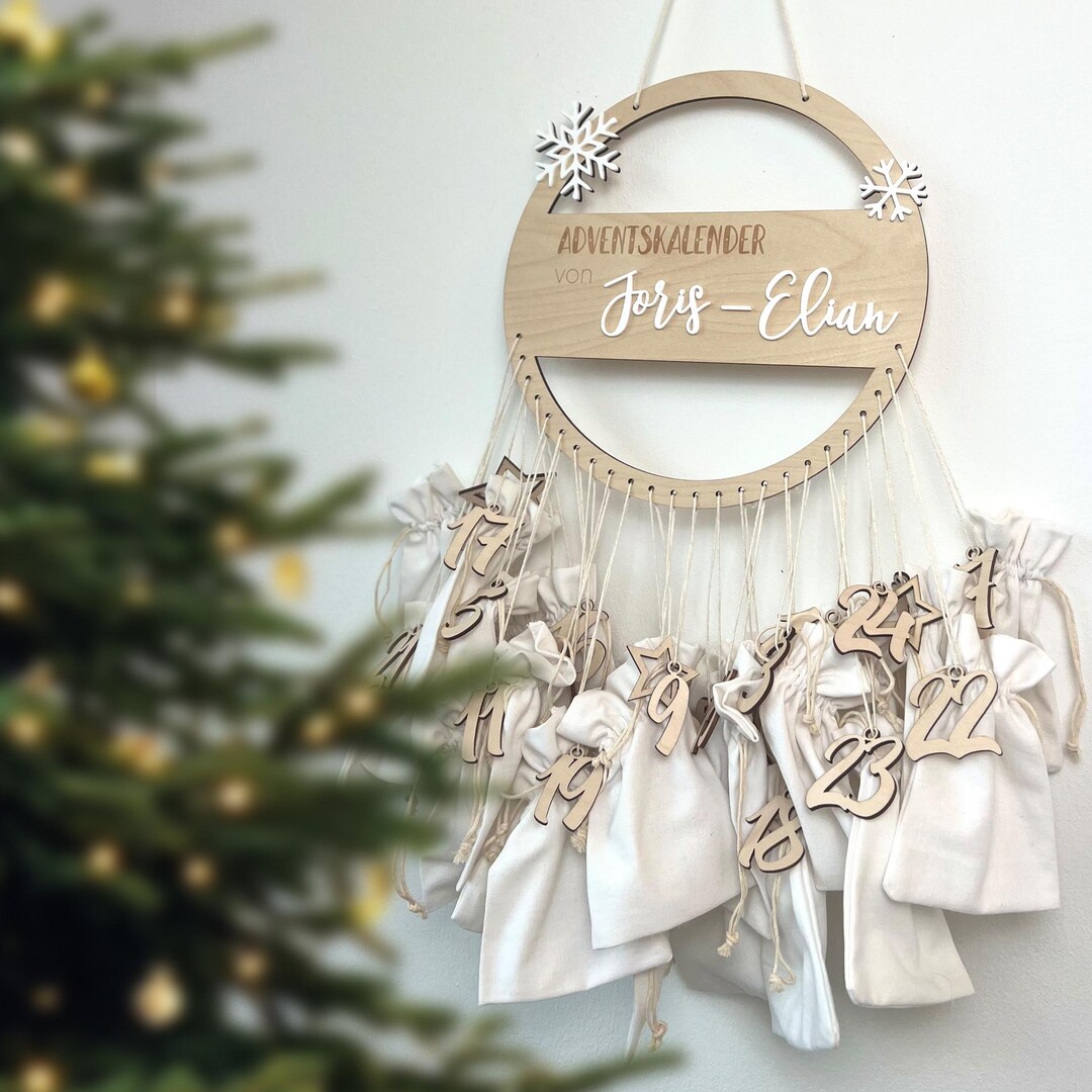 Round Wooden Advent Calendar With Name / Optionally With Numbers and ...