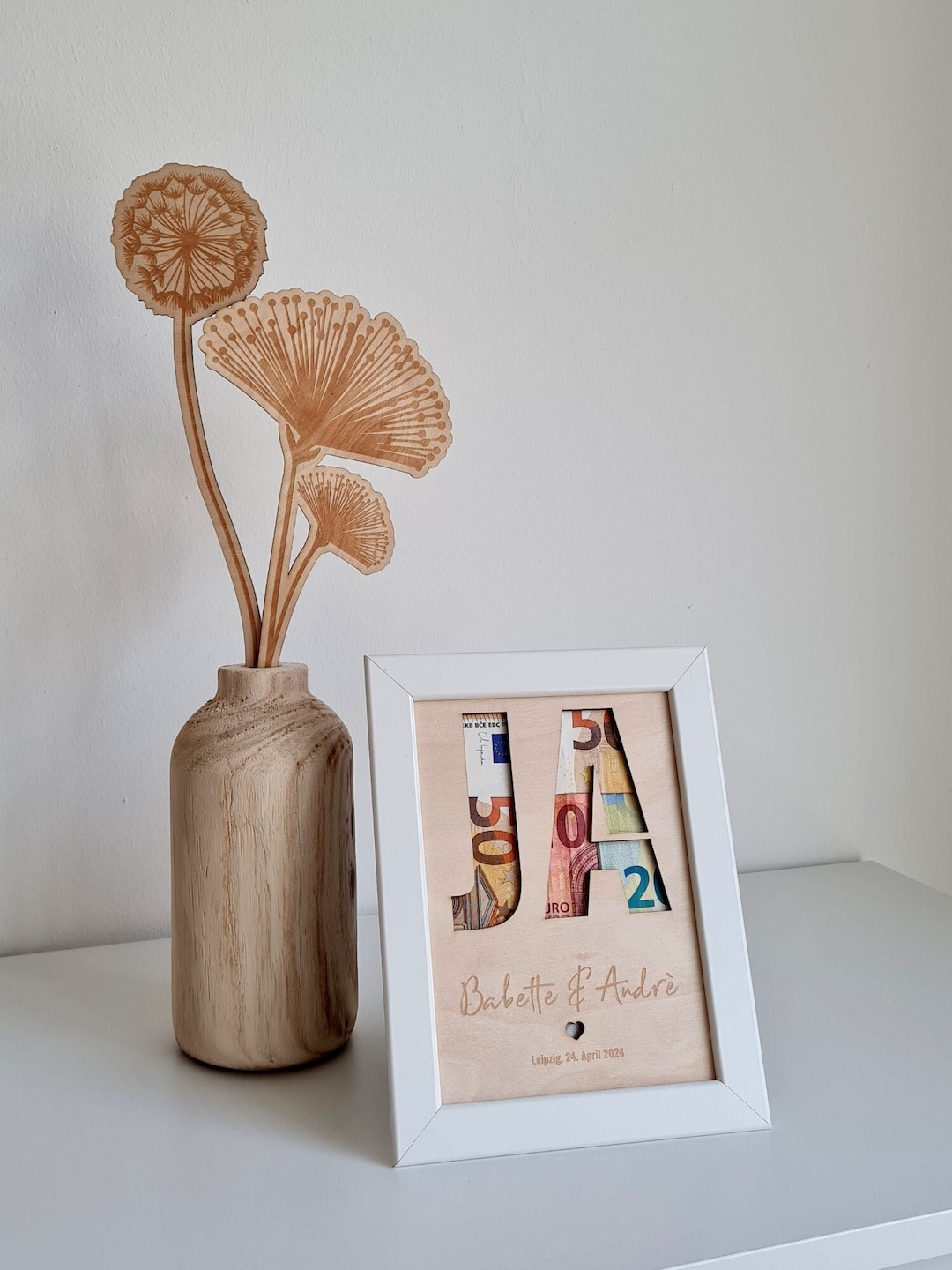 Money Gift Wooden Picture YES / Money Gift Wedding / Give Away Money ...