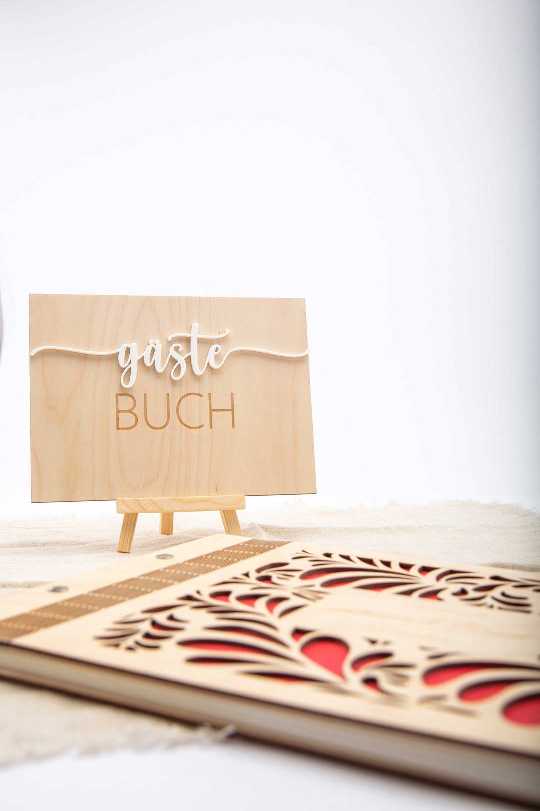 Guest Book Sign / Stand With Mini Easel / Guest Book Stand for Wedding ...