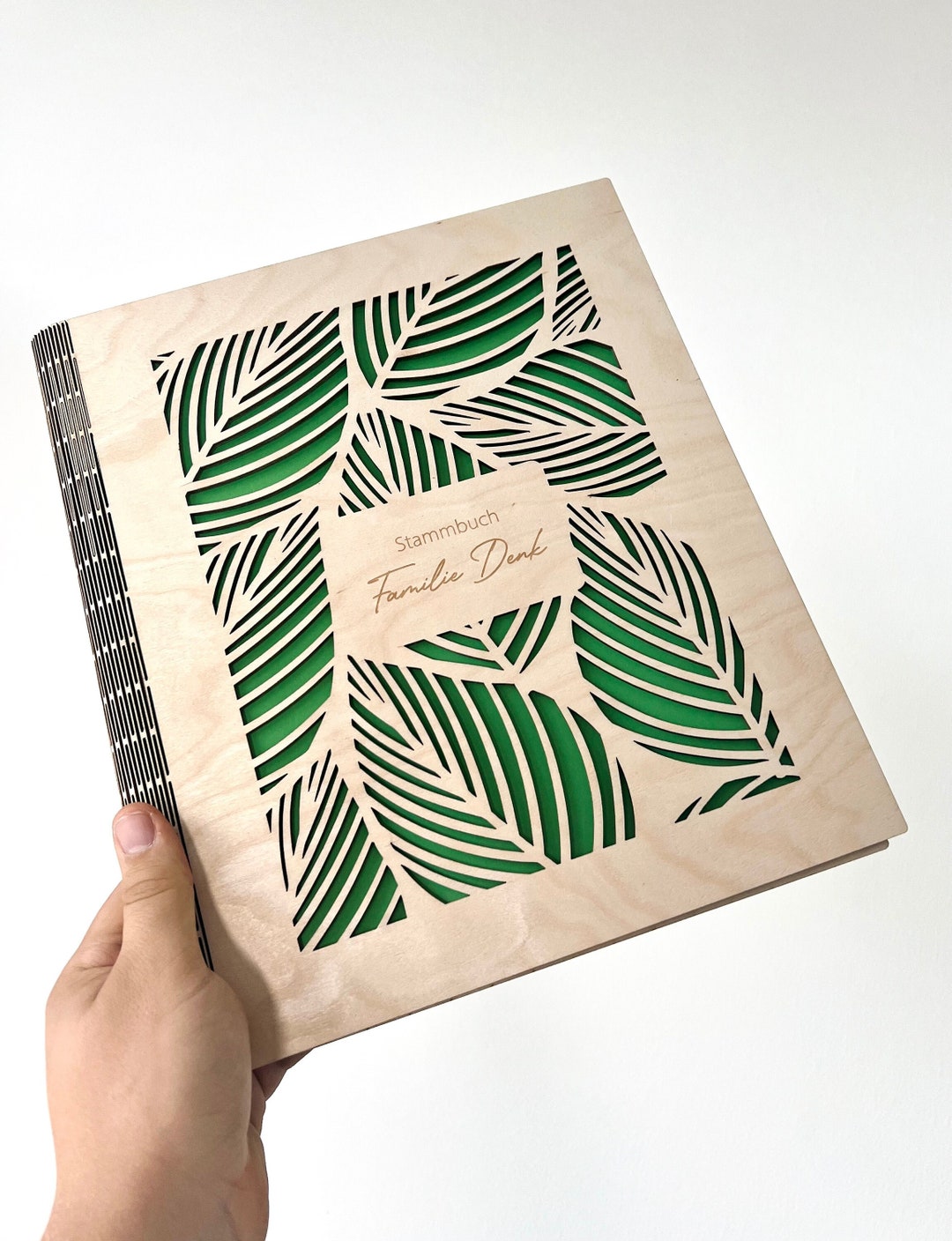 Family Book Made of Wood With Floral Patterns, Family Book With Family ...