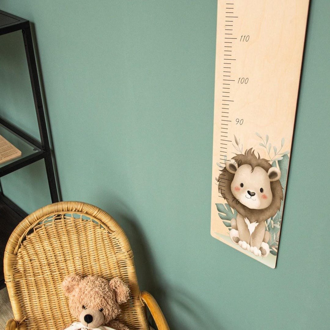 Wooden Lion Height Chart / Gift for Birth / Wooden Height Chart With ...