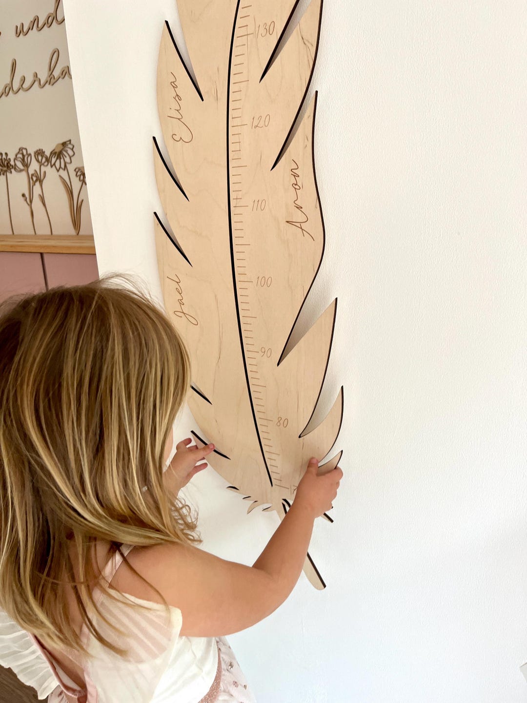 Feather Wooden Height Chart With Name / Gift for Birth / Height Chart ...