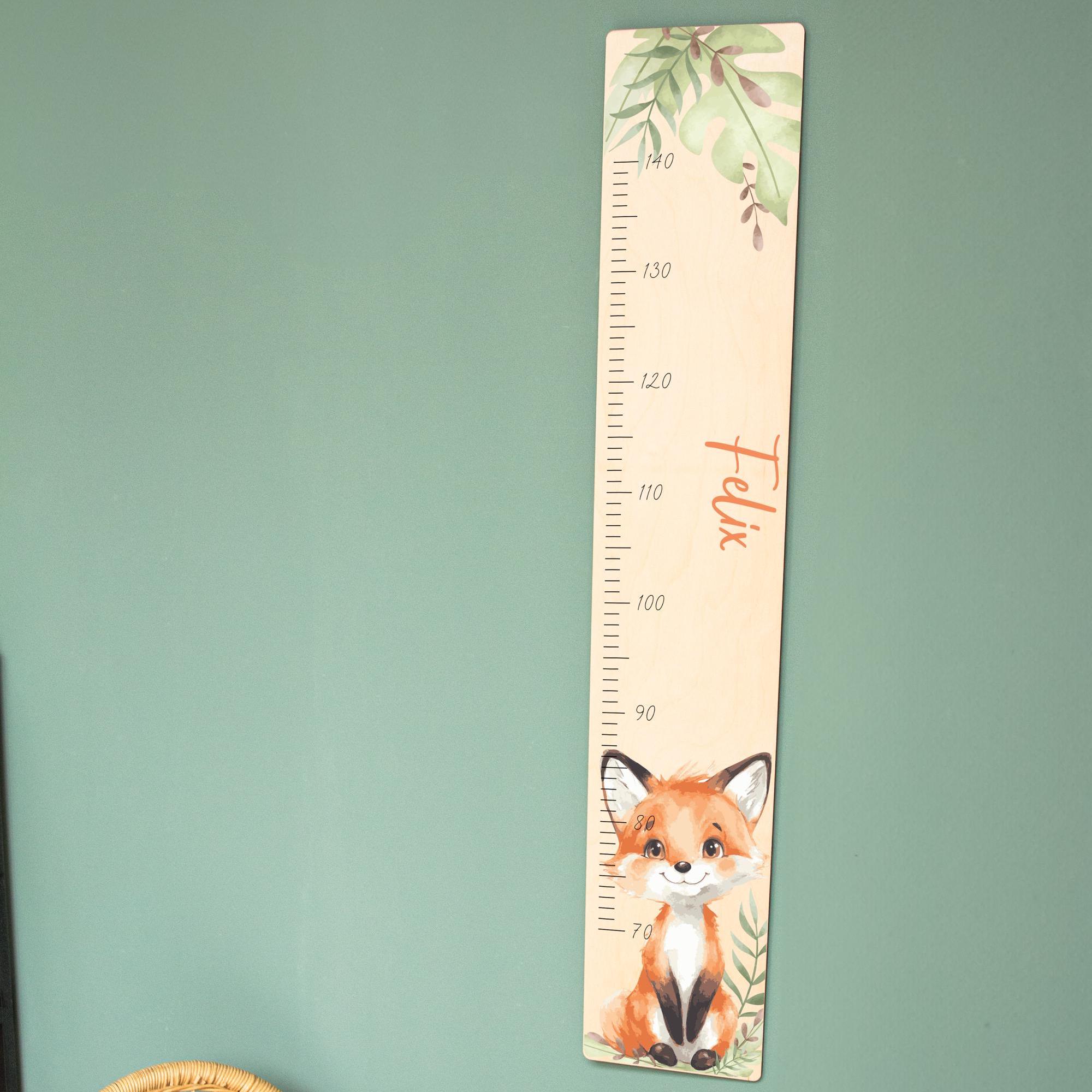 Wooden Fox Height Chart With Name / Gift for Birth / Wooden Height ...