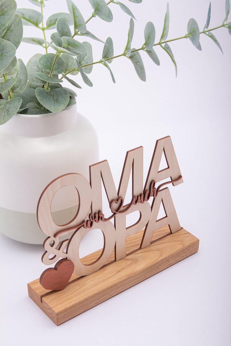 Grandma & Grandpa Stand With Oak Base / Best Grandparents / Gift for ...