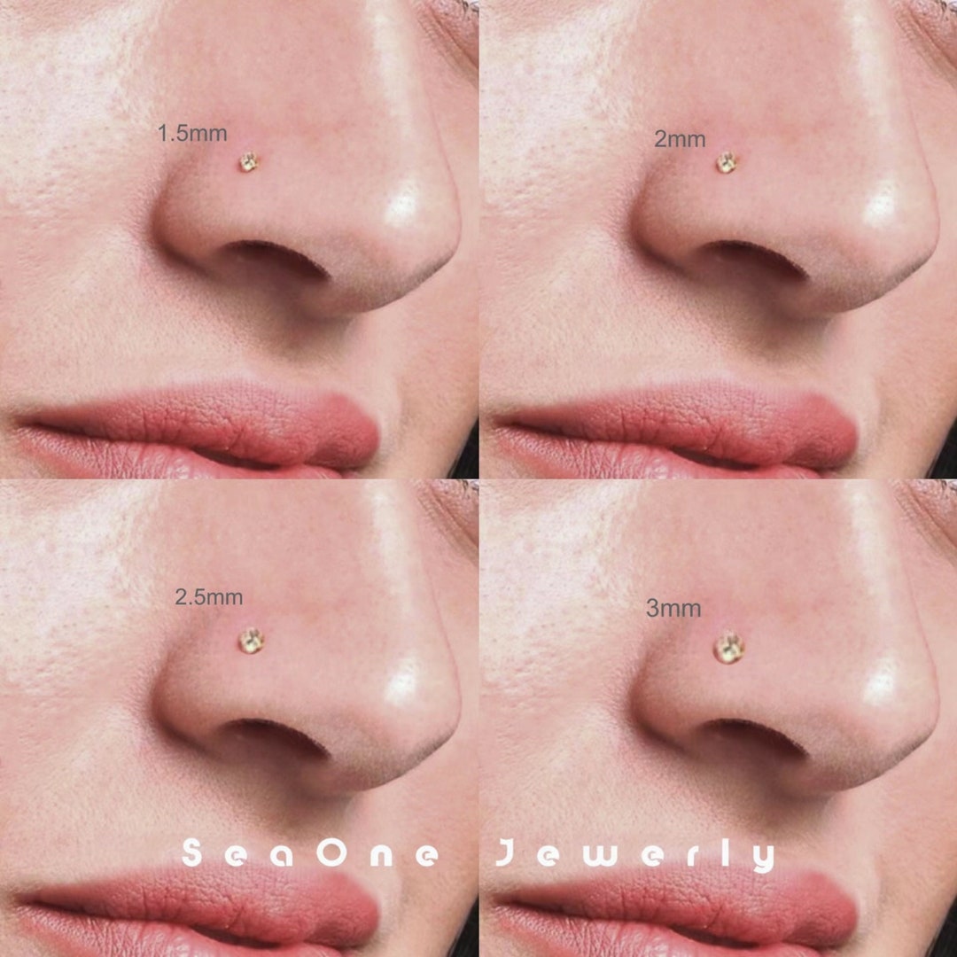 Tiny Diamond Nose Stud 18G/20G Titanium Nose Stud CZ Nose Stud Nose Screw Nose Bone L-shape Nose ...