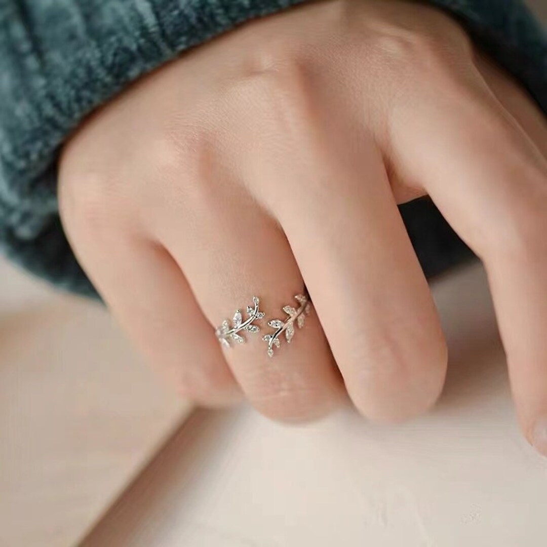 Leaf Stackable Rings Leaf Open Ring Dainty Stackable Rings Adjustable ...