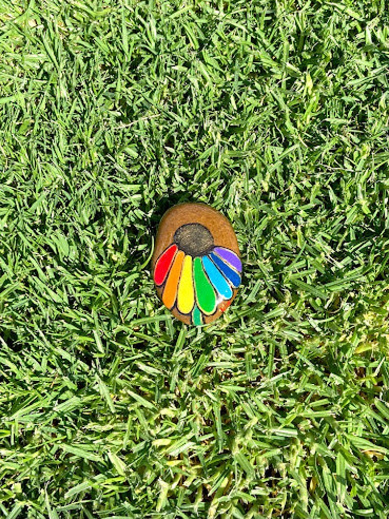 Rainbow Flower Rock Stone - Etsy
