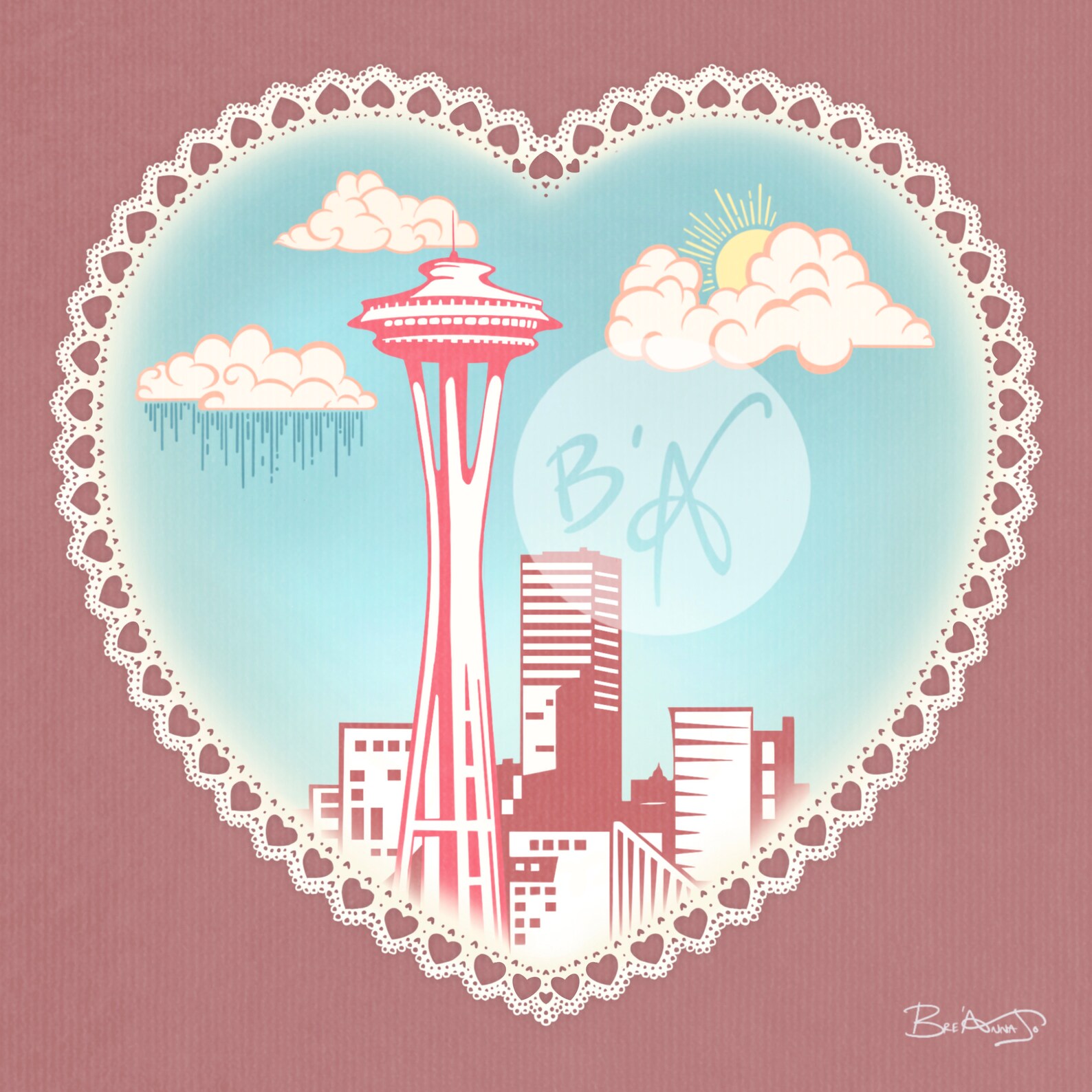 Seattle Skyline - Digital Download - Printable, Retro Seattle Print ...