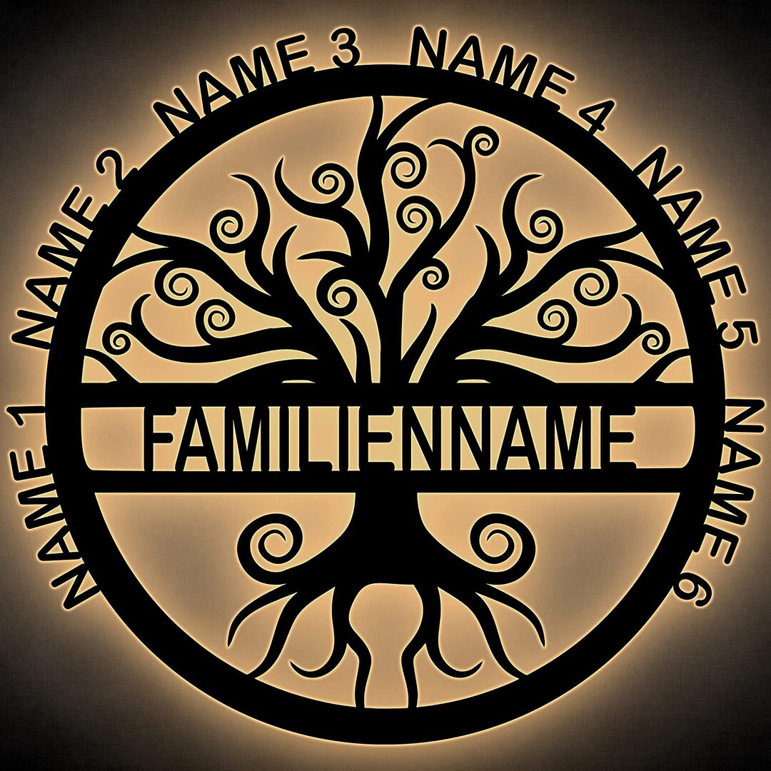 Family Tree of Life Family Tree With up to 8 Names LED Decoration With ...
