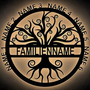 Family Tree of Life Family Tree With up to 8 Names LED Decoration With ...