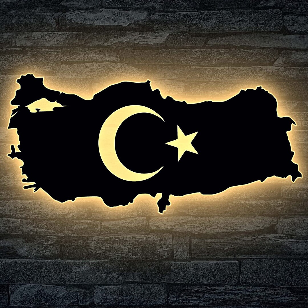 Turkey Map With Turkish Coat of Arms Emblem Türkiye Snooze Light Night ...