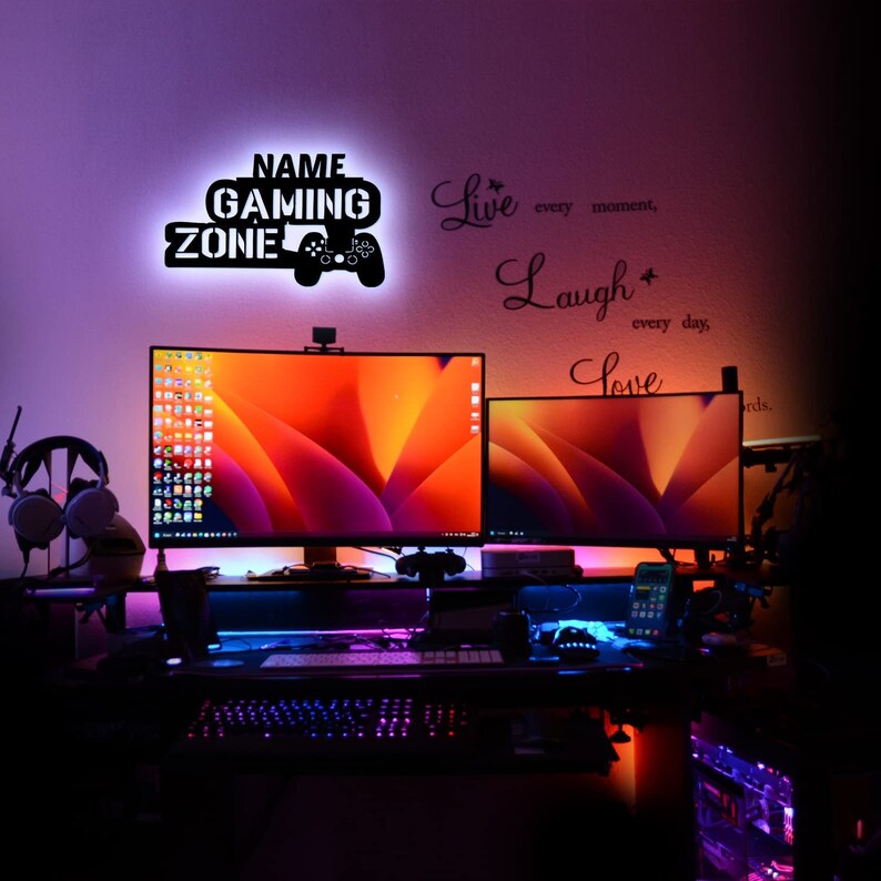 Gaming Zone LED Schild mit Wunschname Gamer Geschenke Zimmer - Etsy.de