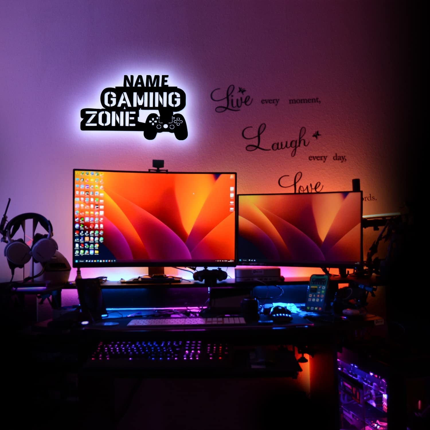 Gaming Zone LED Schild mit Wunschname Gamer Geschenke Zimmer - Etsy.de