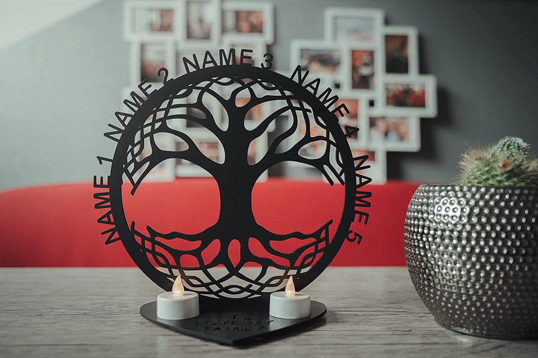 Tree of Life Table Decoration With LED Tea Light Love Family ...