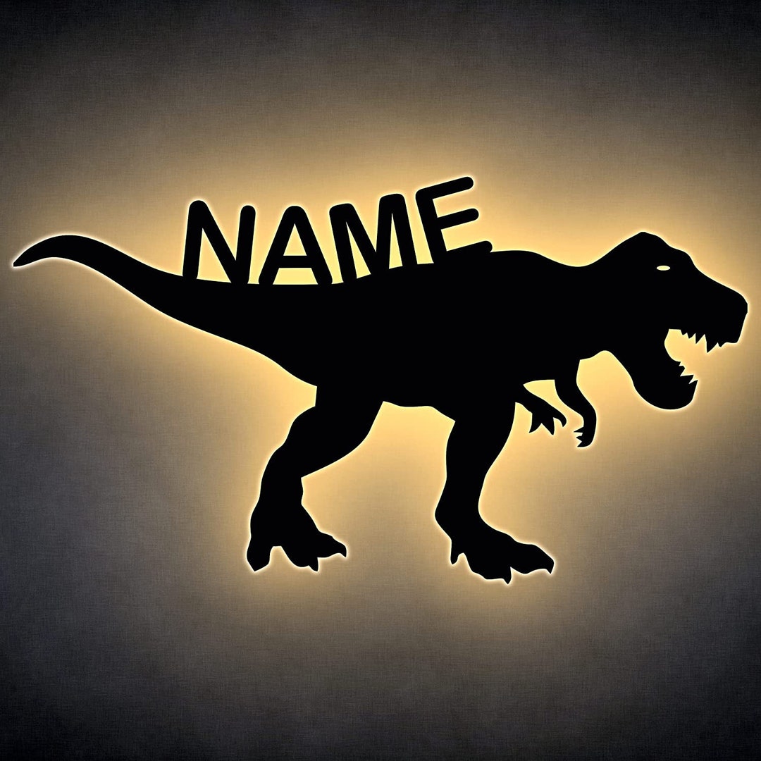 T-rex Dinosaur Snooze Light LED Decoration With Desired Name - Etsy