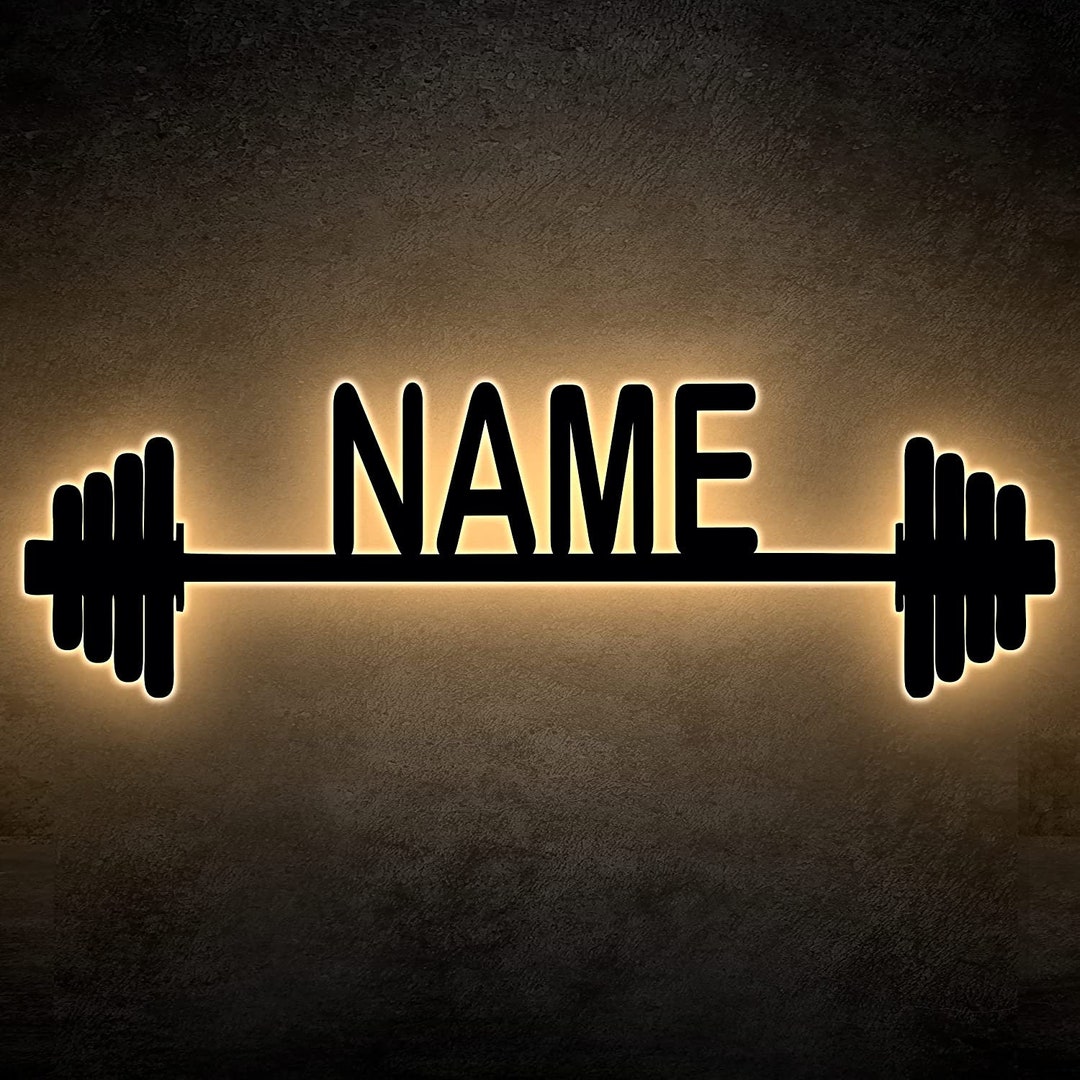 Dumbbell LED Barbell With Desired Name Laser Engraving Snooze - Etsy