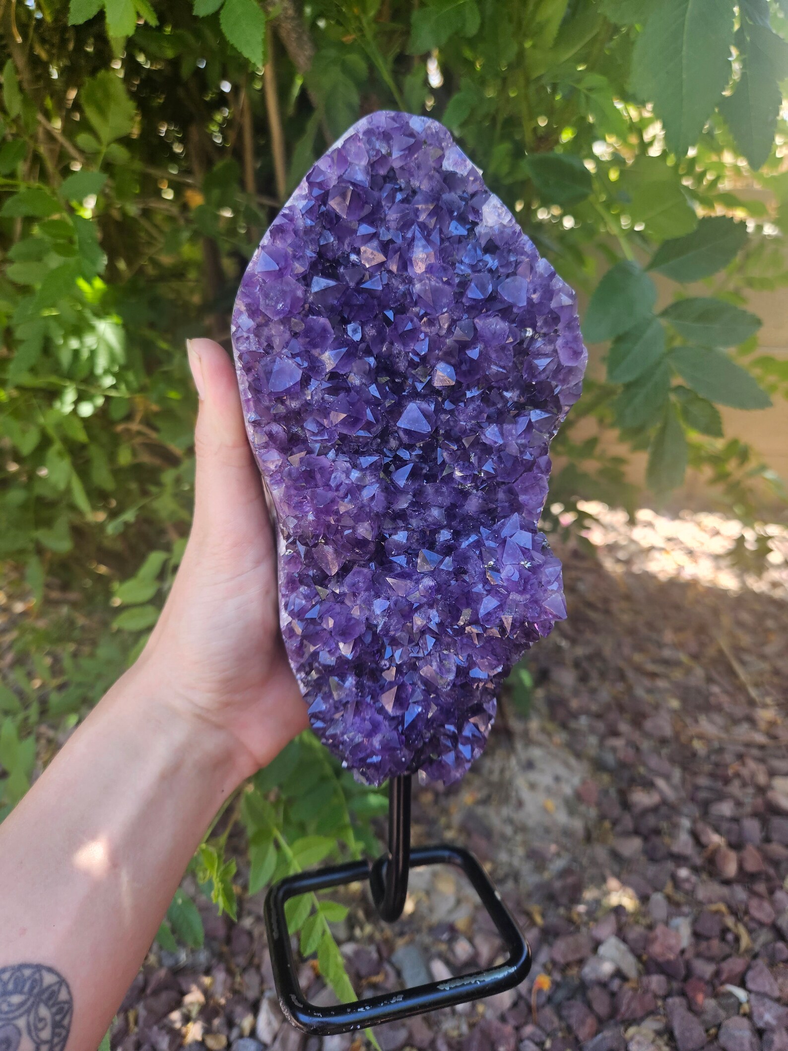 3.6lb Amethyst on Metal Display Stand, Large Deep Purple Amethyst ...