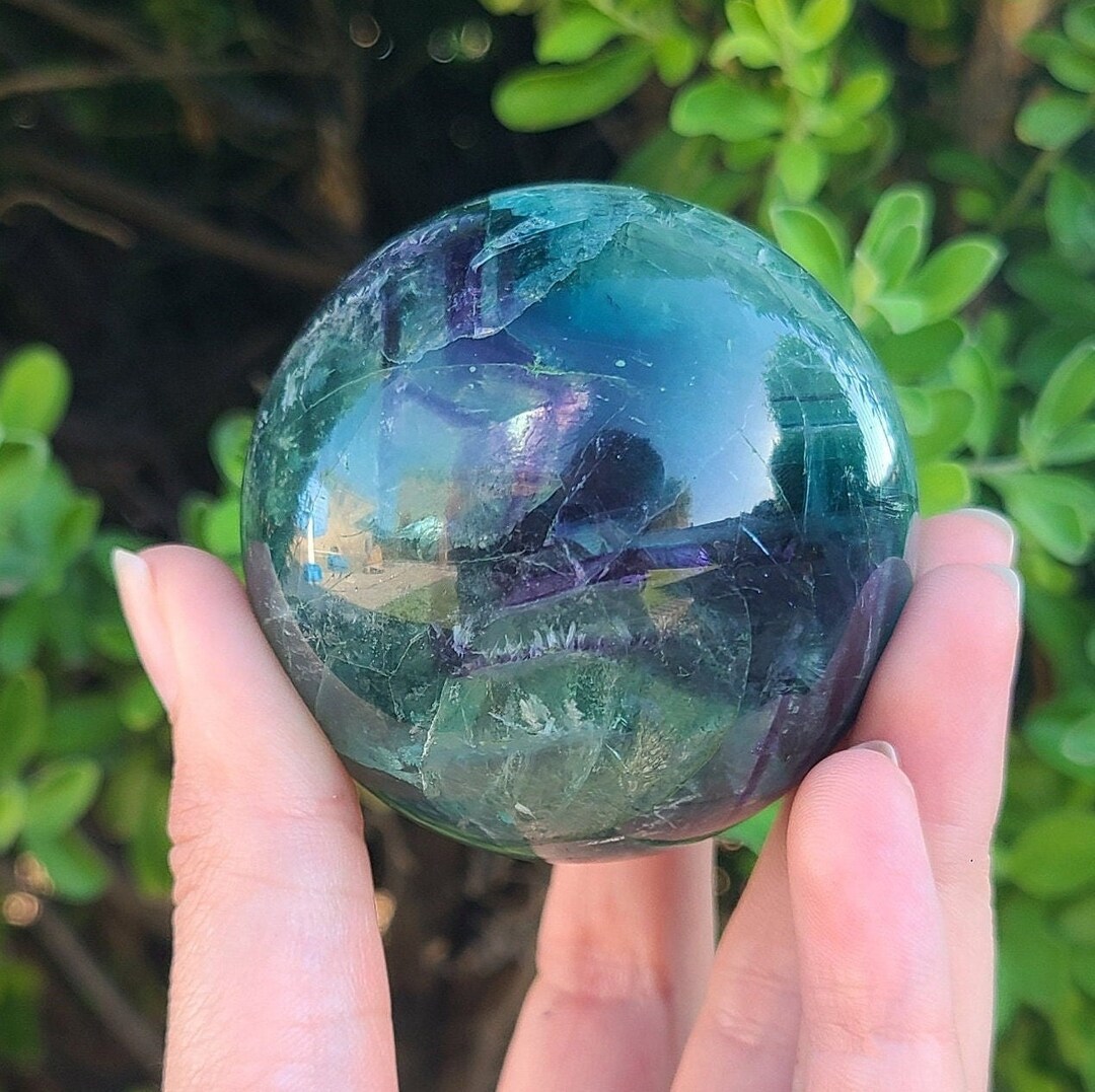 Rainbow Fluorite Sphere Green Fluorite Crystal Sphere Rainbow Fluorite ...