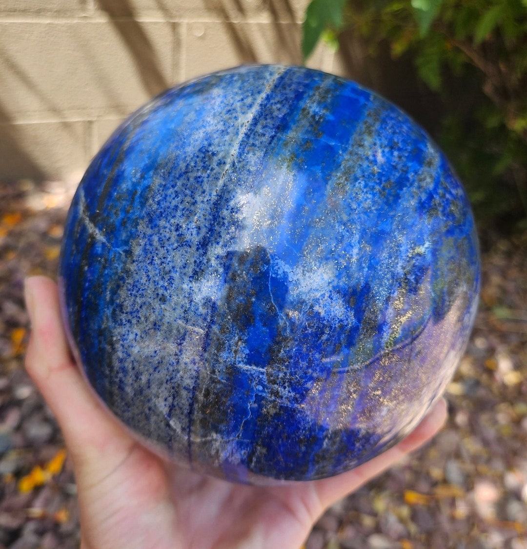 9.4lb Lapis Lazuli Crystal Sphere With Pyrite, Rare Large Lapis Lazuli ...